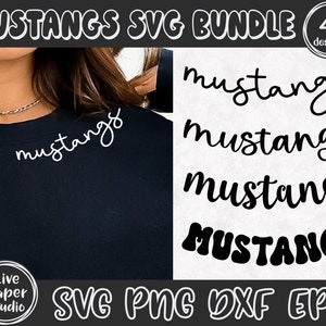 Mustangs Collar Svg Png, Mustangs SVG, Game Day Png, Curved Mustangs ...