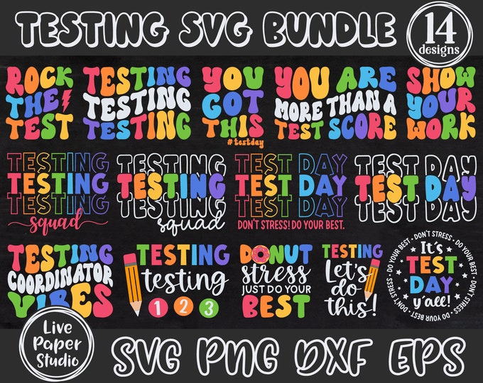 Testing SVG Bundle, Testing Testing 1 2 3, Test Day Svg, Teacher Svg ...