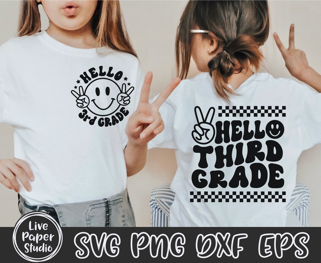 Hello Third Grade Svg Png, Retro Back to School Svg Png, Back to School ...
