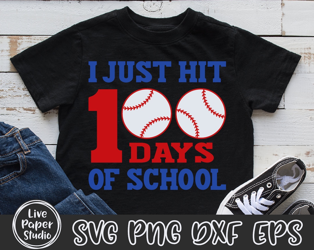 I Just Hit 100 Days of School SVG, 100 Days Baseball SVG, 100 Days of ...