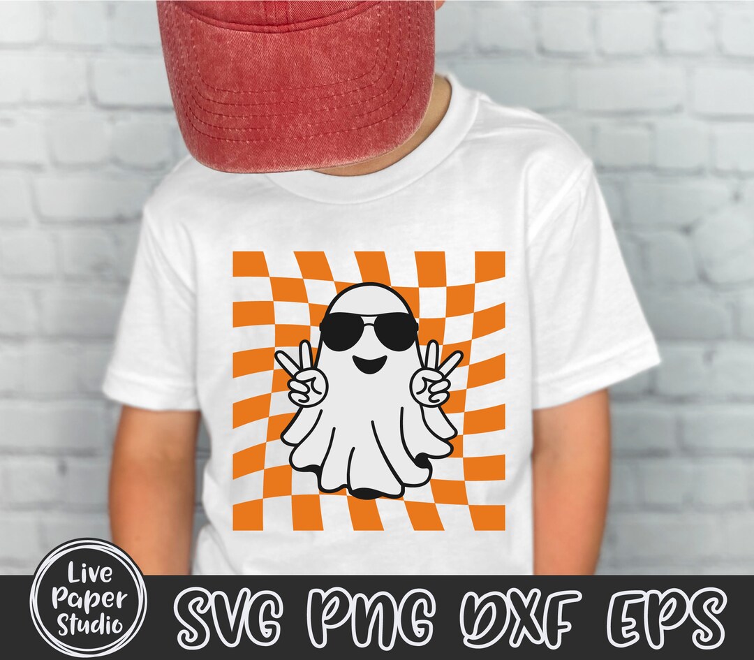 Checkered Peace Ghost SVG Boy Ghost Png Retro Halloween - Etsy