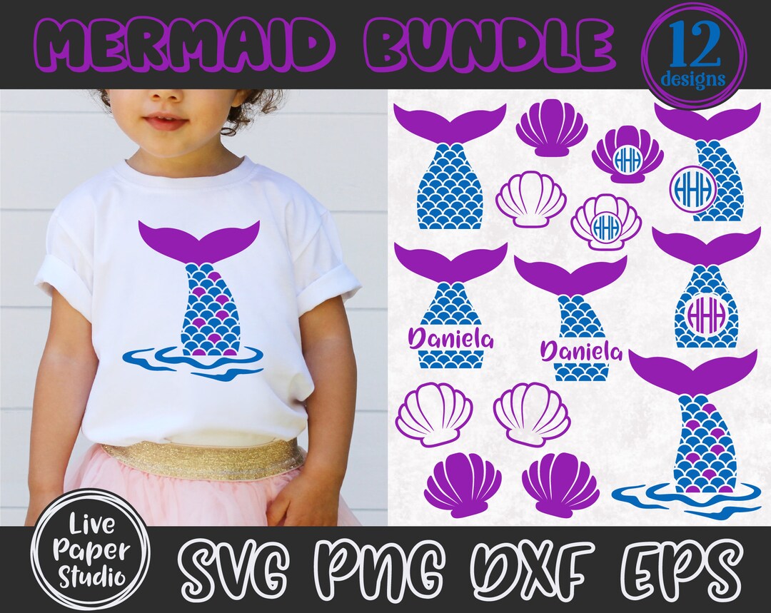 Mermaid SVG, Seashell SVG, Mermaid Tail SVG Bundle, Summer Svg, Sea ...