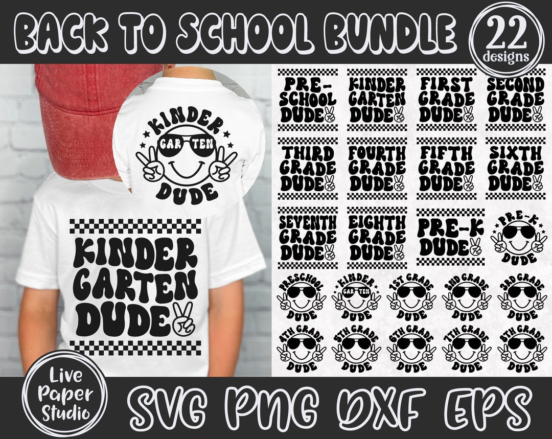 Retro Back to School Svg Bundle, Kindergarten Dude Svg, Boy First Day ...