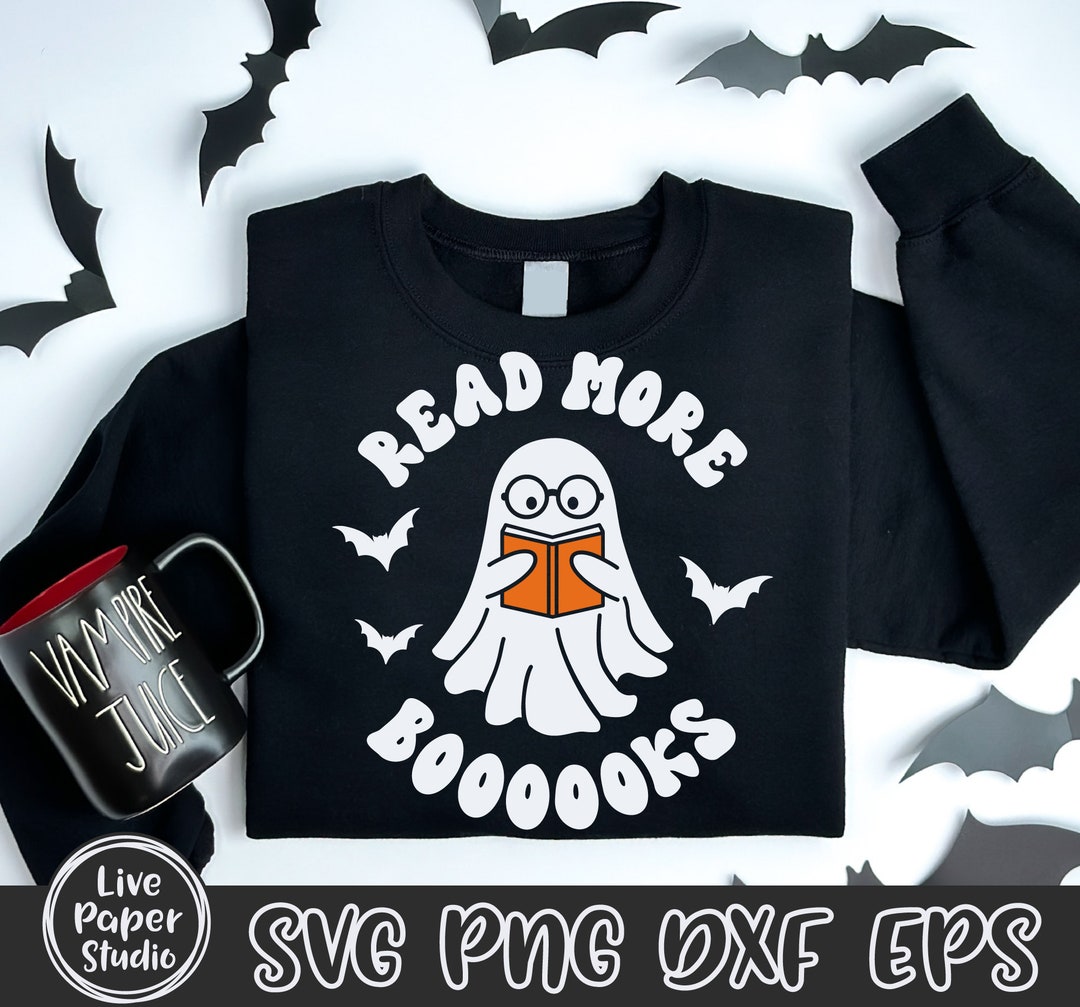 Read More Booooks SVG Png Retro Ghost SVG Trendy Halloween - Etsy