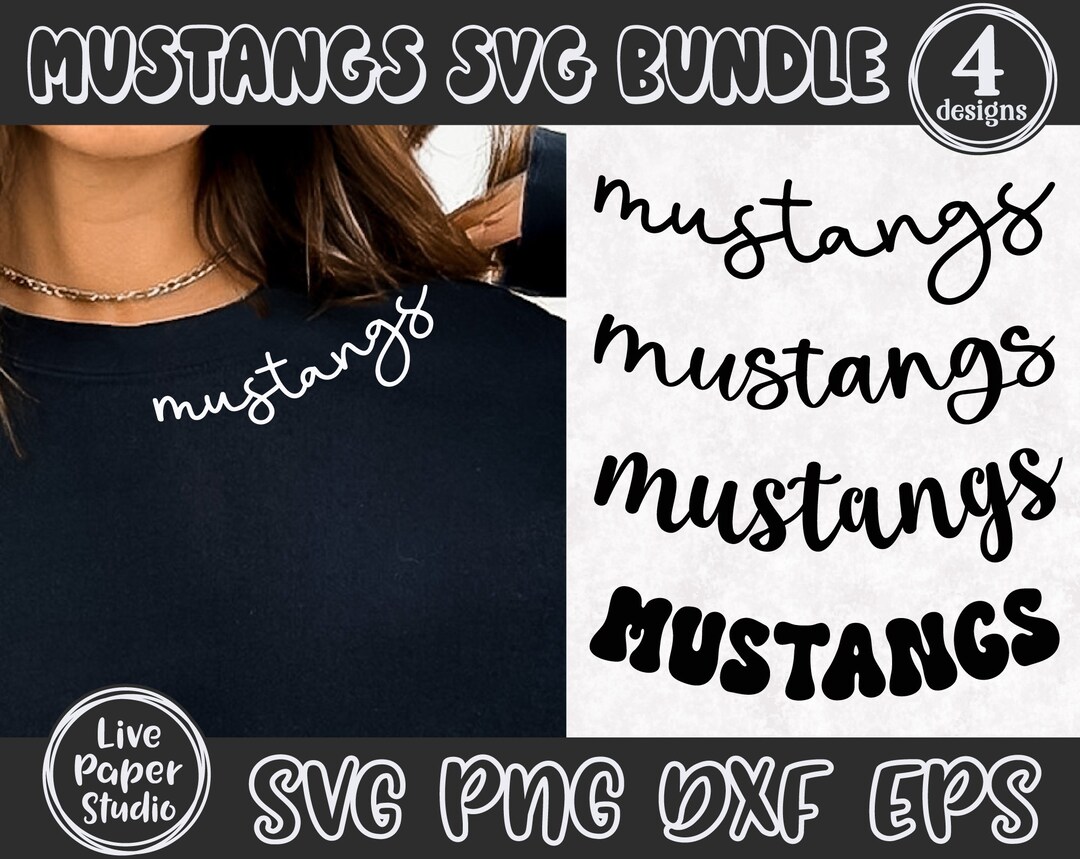 Mustangs Collar Svg Png, Mustangs SVG, Game Day Png, Curved Mustangs ...
