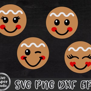 Gingerbread Face Svg Bundle, Christmas SVG, Gingerbread Man Svg ...