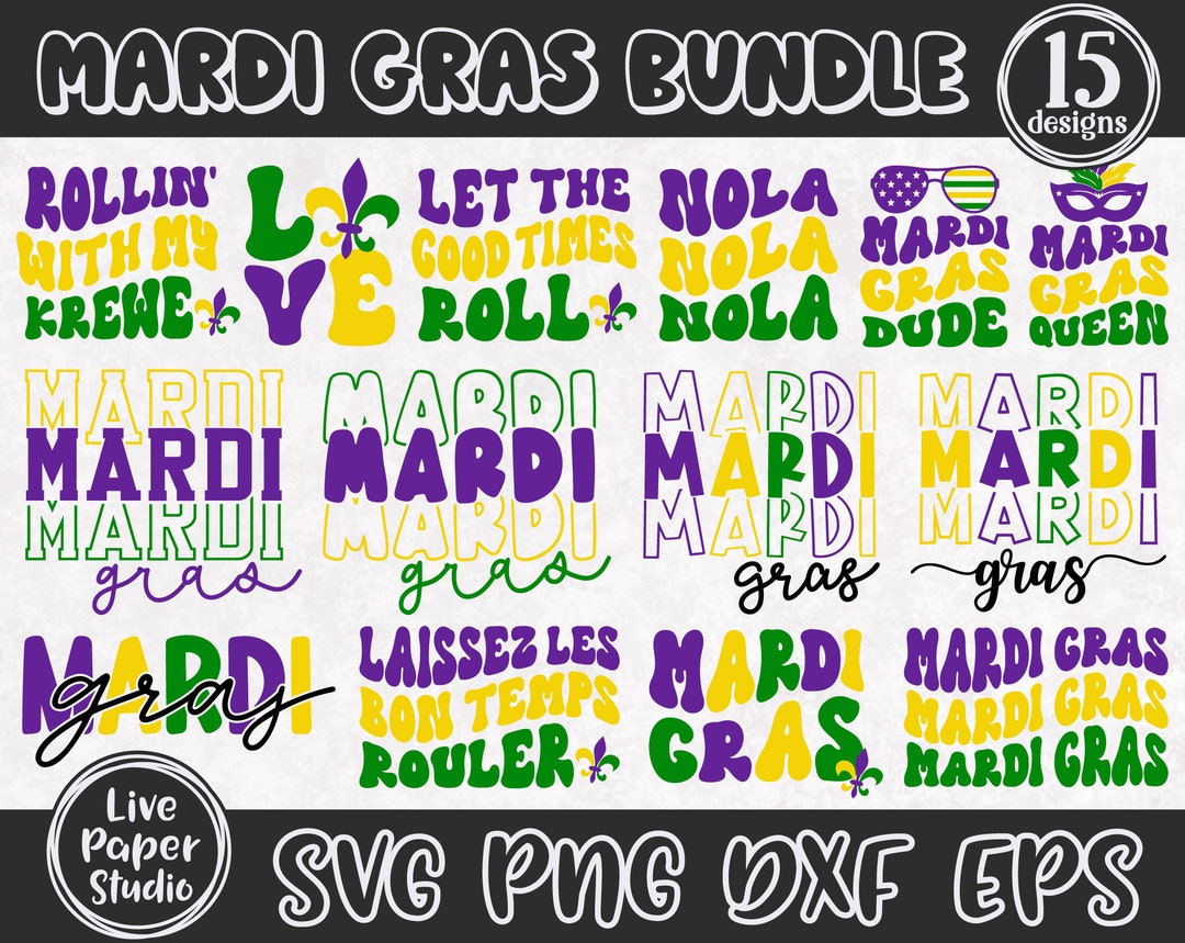Mardi Gras Svg Bundle Retro Mardi Gras Svg Fat Tuesday Carnival Svg