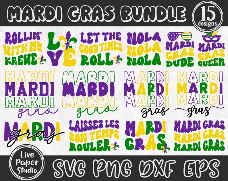 Mardi Gras SVG Bundle Retro Mardi Gras SVG Fat Tuesday - Etsy