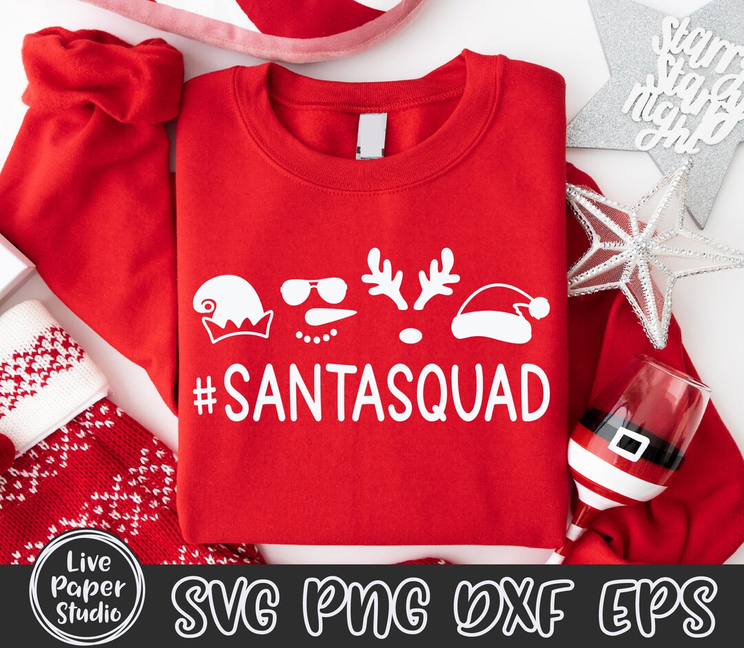 Santa Squad Svg, Christmas Svg, Kids Christmas Svg, Elf, Santa Hat Svg ...