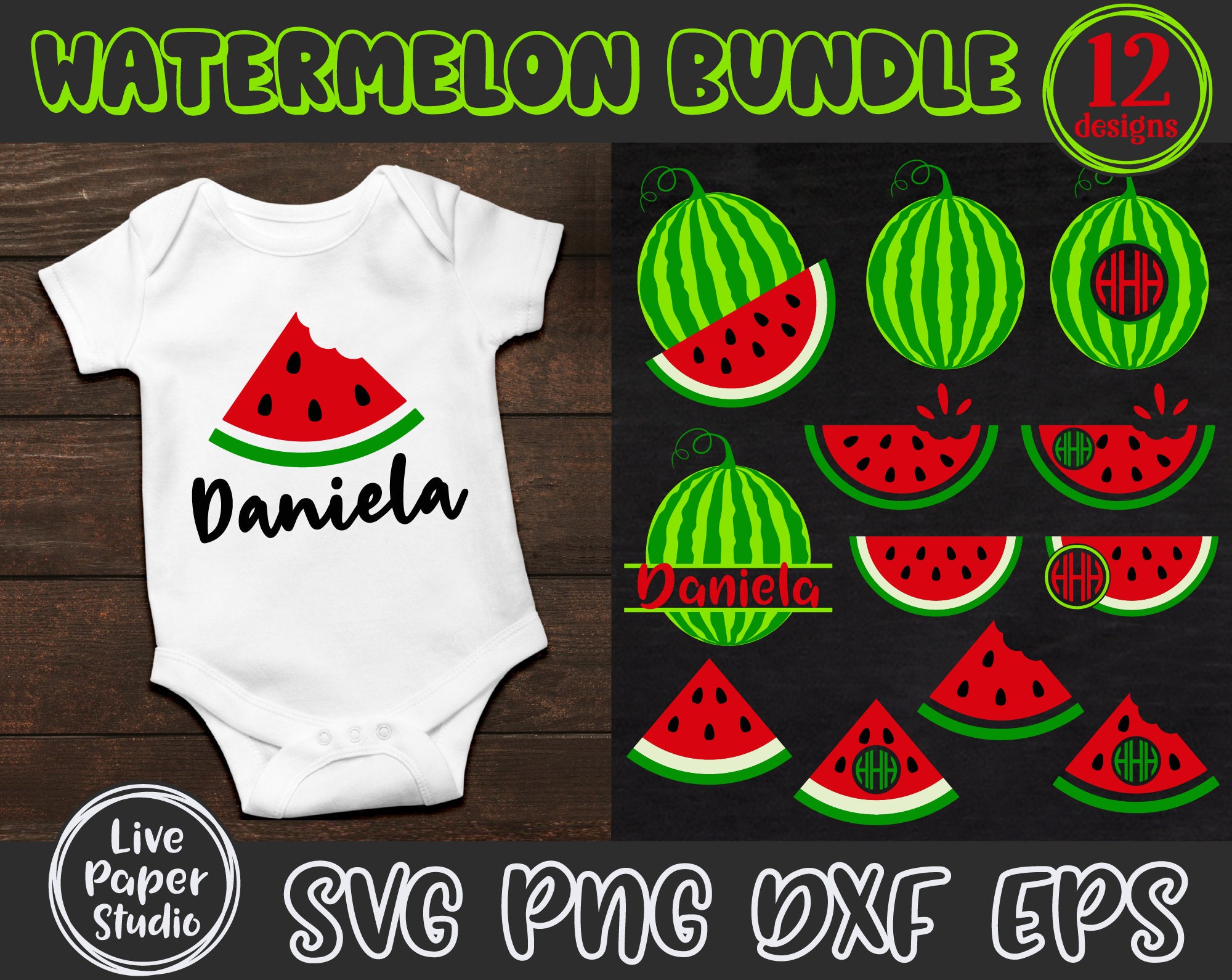 Watermelon SVG Watermelon Slice SVG Bundle Bitten Watermelon - Etsy