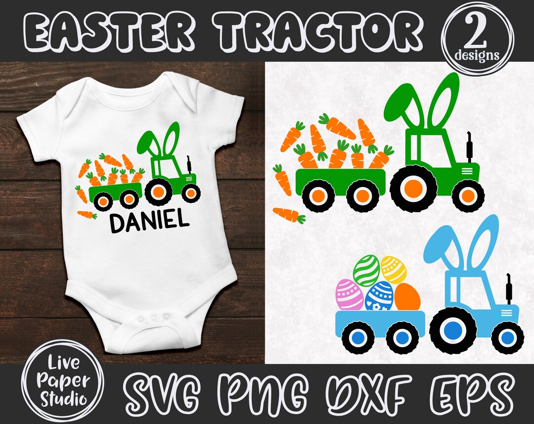 Easter Tractor SVG, Easter Tractor With Eggs Svg, Easter Bunny Tractor ...