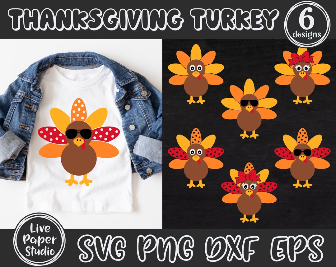 Thanksgiving Turkey Svg Bundle, Cute Turkey Svg, Turkey Face Clipart ...