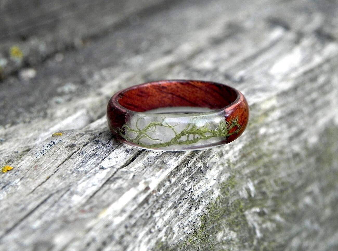 Wood Moss Ring Men Wood Ring Wood Wedding Rings Wood Resin | Etsy