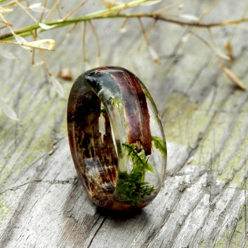 Moss Resin Ring - Etsy