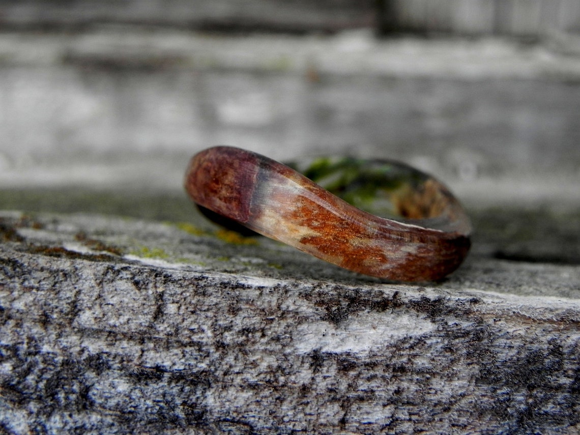 Wedding forest ring Moss nature ring Resin wood ring | Etsy