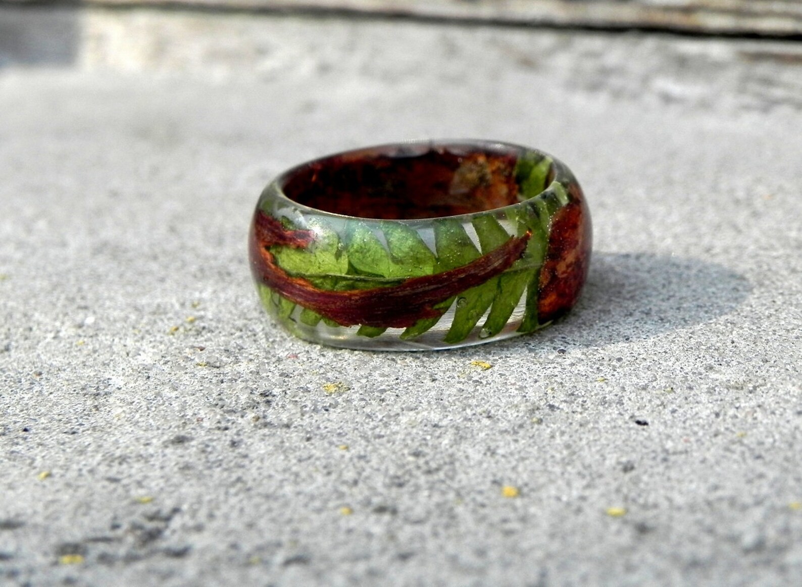 Real Fern Wood Ring Wooden Nature Ring Mens Fern Resin Ring - Etsy