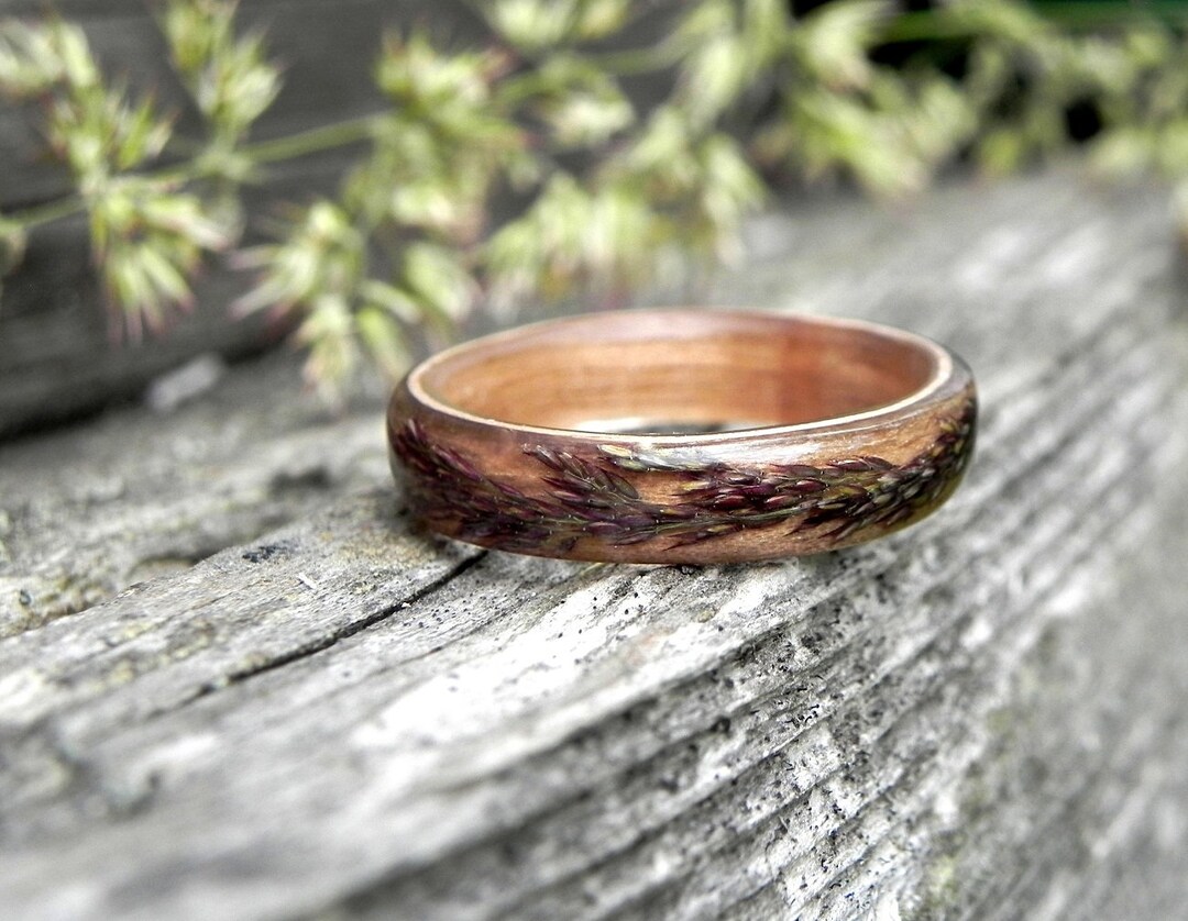 Wood Plant Ring, Nature Wooden Ring, Tiny Bentwood Ring, Resin Wood ...
