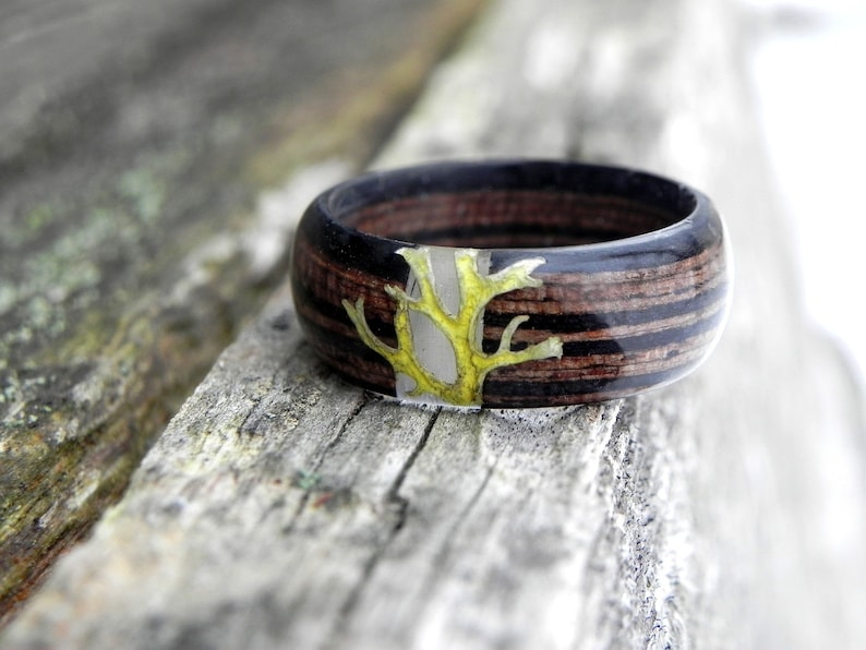 Men Wooden Ring Men Wedding Ring Forest Moss Bentwood Ring | Etsy