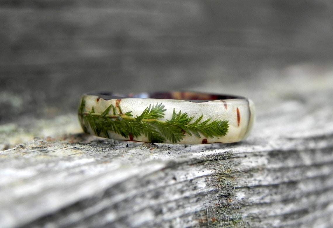 Winter Birch Ring, Birch Bark Forest Ring, Forest Plant Wooden Ring ...
