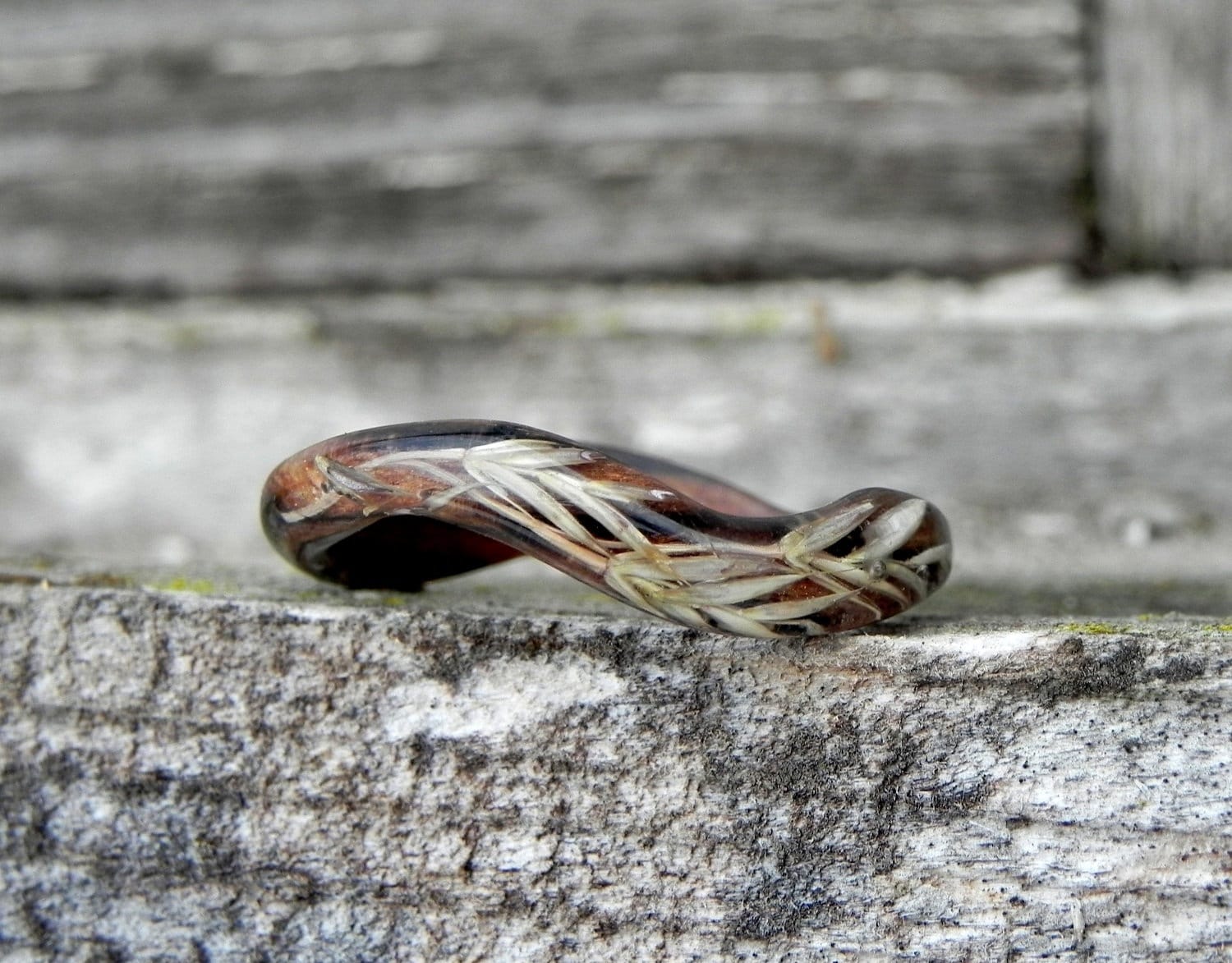 Plant Wedding Ring Wood Grass Ring Resin Wooden Ring Women | Etsy