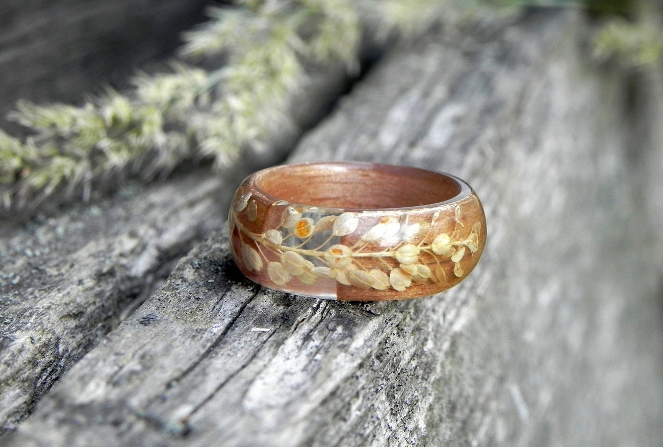 Forest Women Ring Women Wood Wedding Ring Plant Resin Ring Wooden Plant Ring Terrarium Wood Ring Wood Jewelry for Women Men Wood Ring Etsy