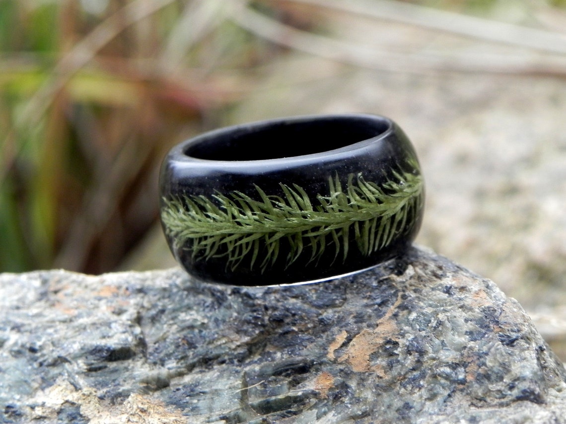 Men wooden ring Men wedding ring Forest moss bentwood ring | Etsy