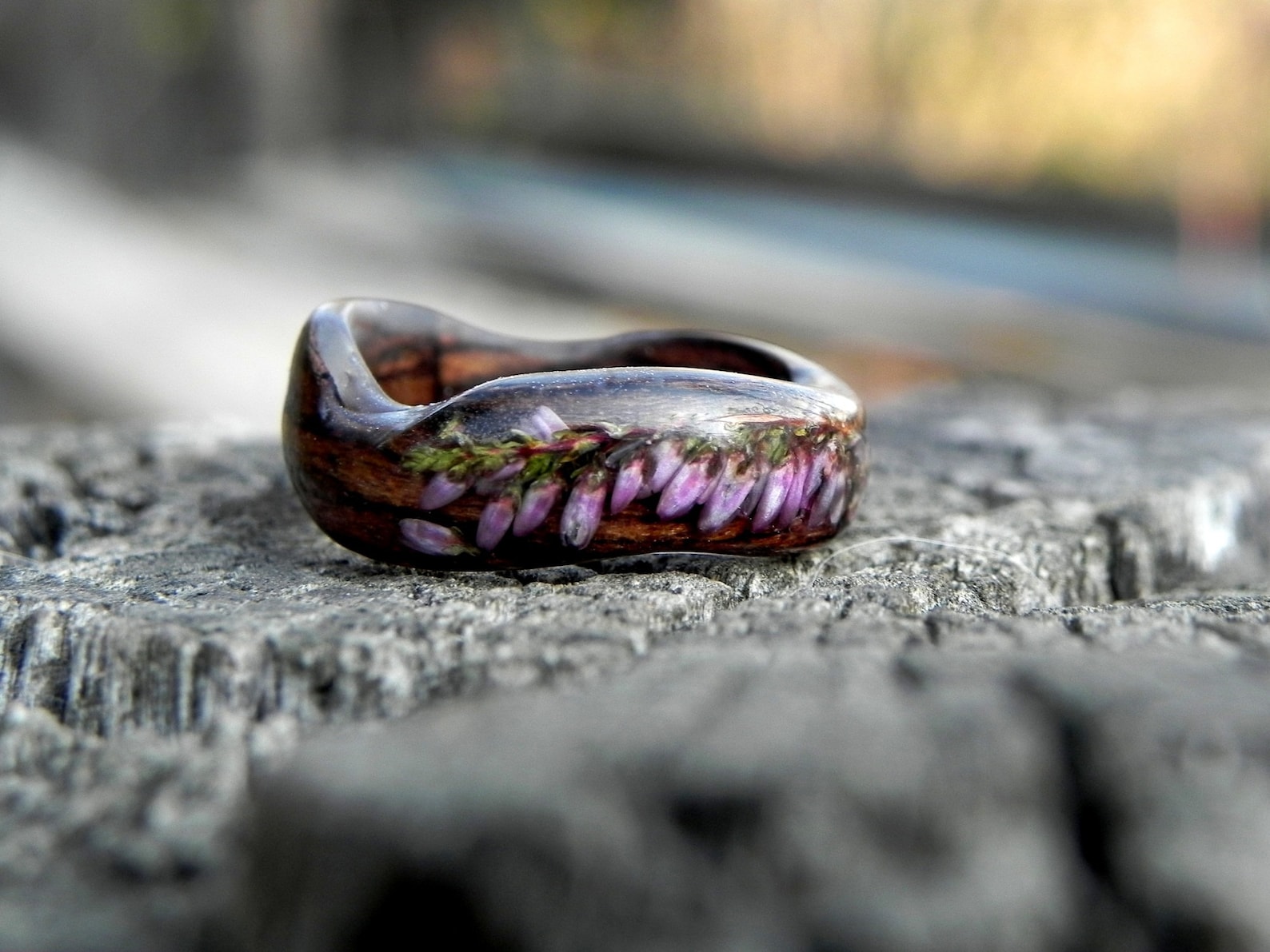 Love Forest Ring Nature Flower Ring Unique Wood Ring | Etsy