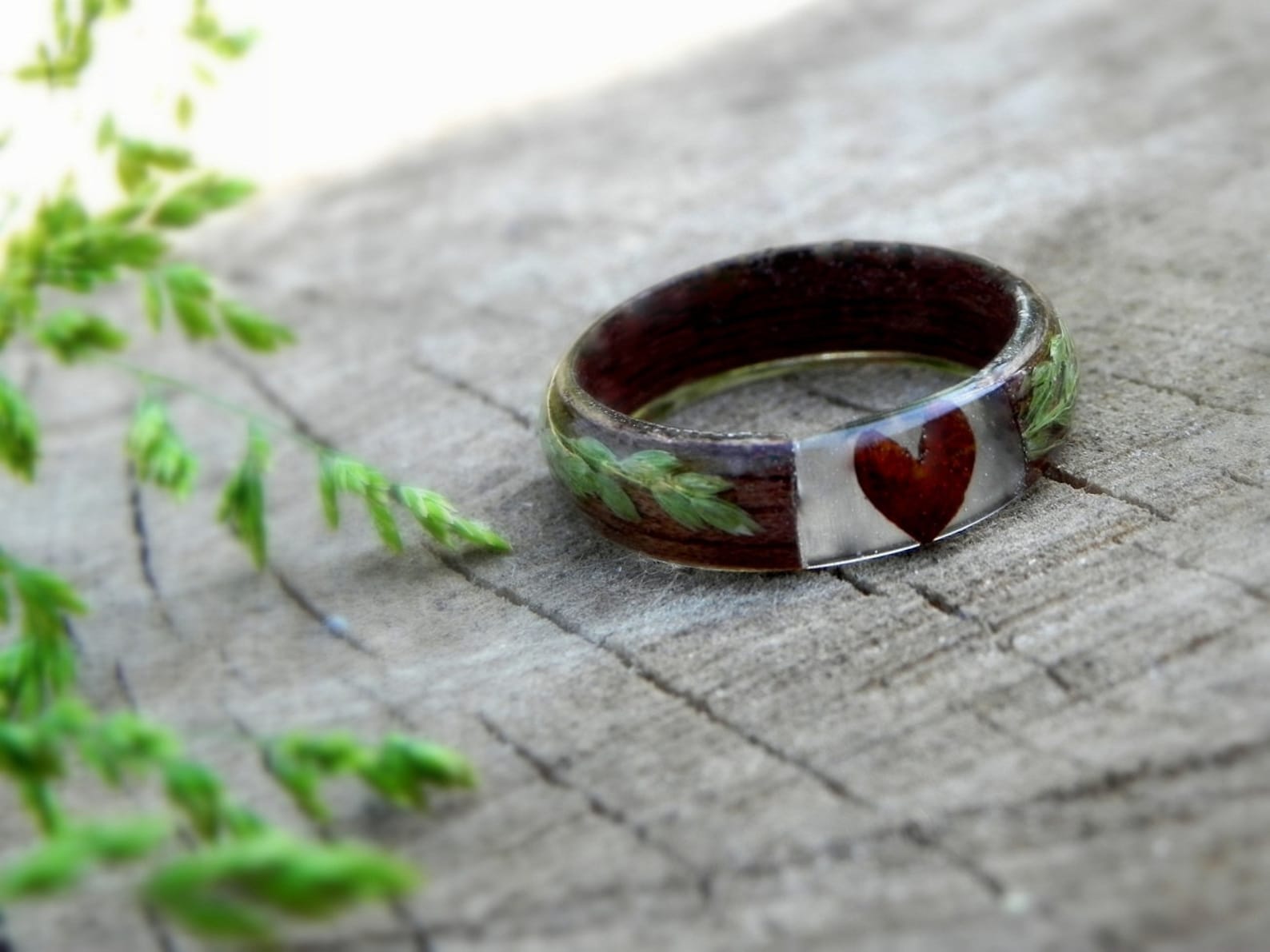 Wedding Wood Ring Nature Wedding Ring Fern Wood Ring Heart - Etsy