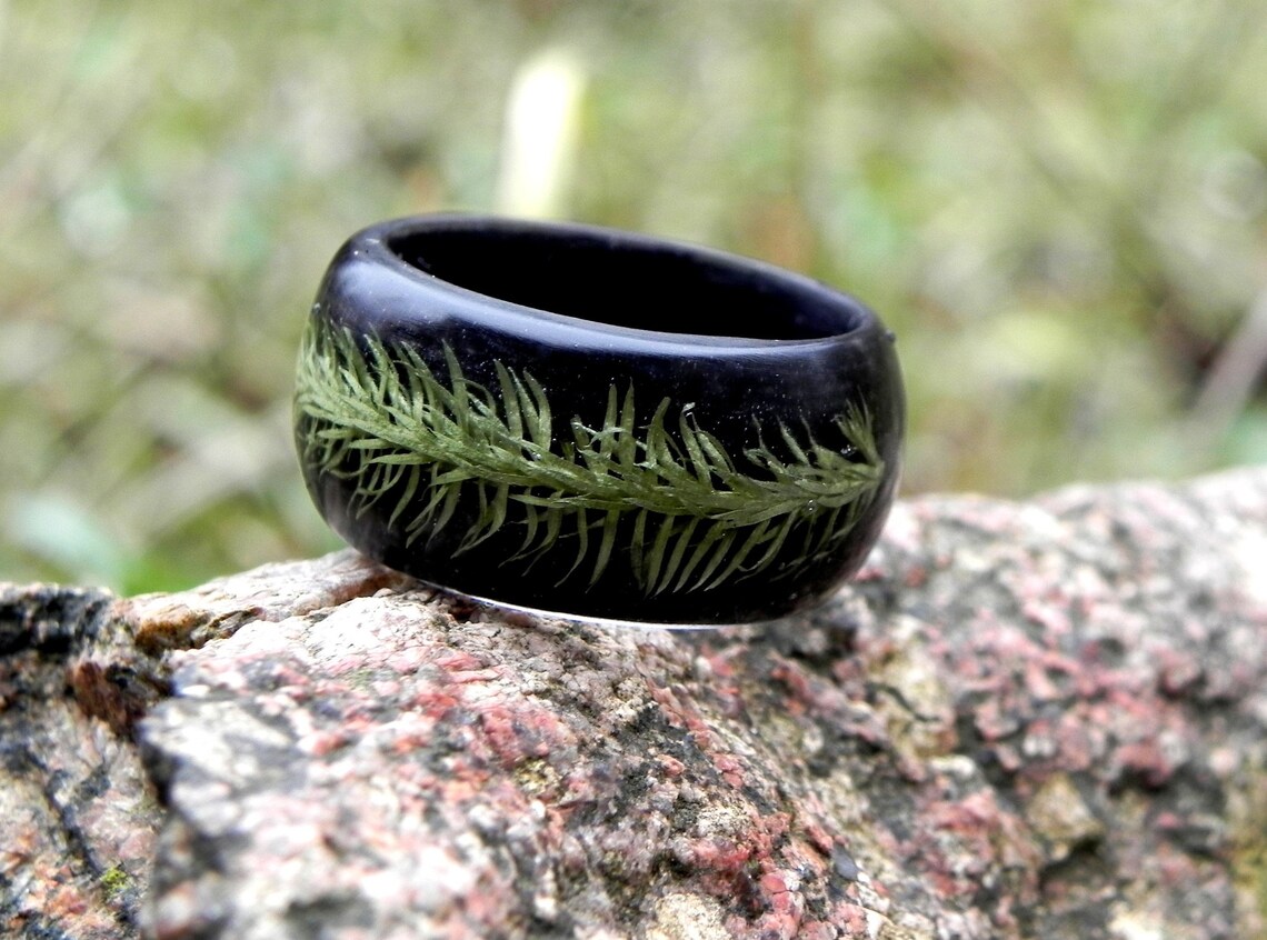 Men wooden ring Men wedding ring Forest moss bentwood ring | Etsy