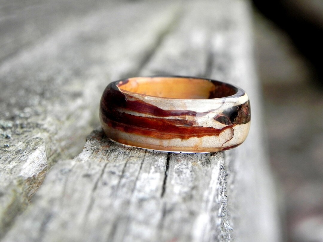 FOREST Bark Wood Ring, Wooden Wedding Rings, Resin Wood Ring, Сolored ...