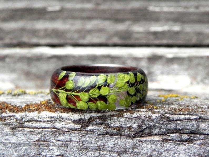 Forest Wood Ring Plant Wooden Ring Resin Wood Rings Women | Etsy