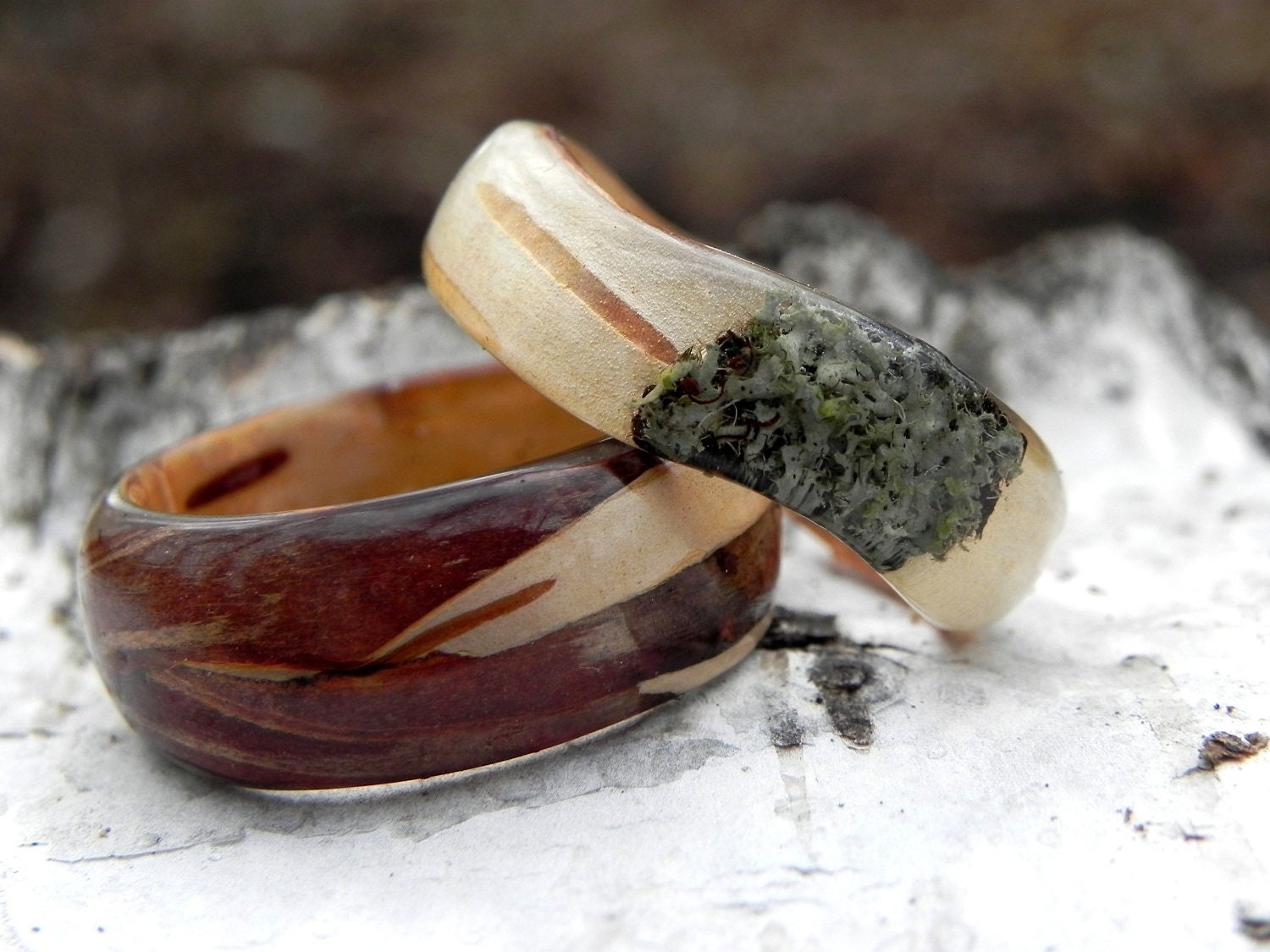 FOREST Bark Wood Ring Wooden Wedding Rings Resin Wood Ring | Etsy
