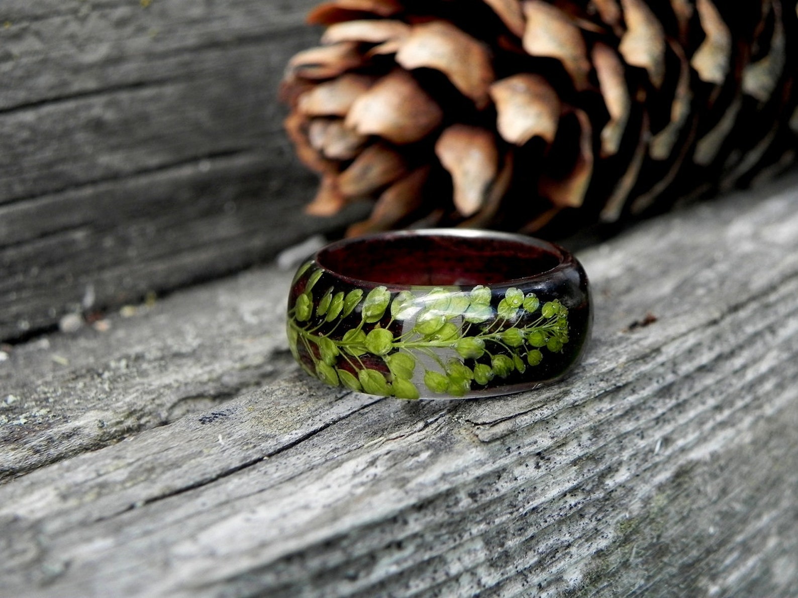 Forest Wood Ring Plant Wooden Ring Resin Wood Rings Women | Etsy