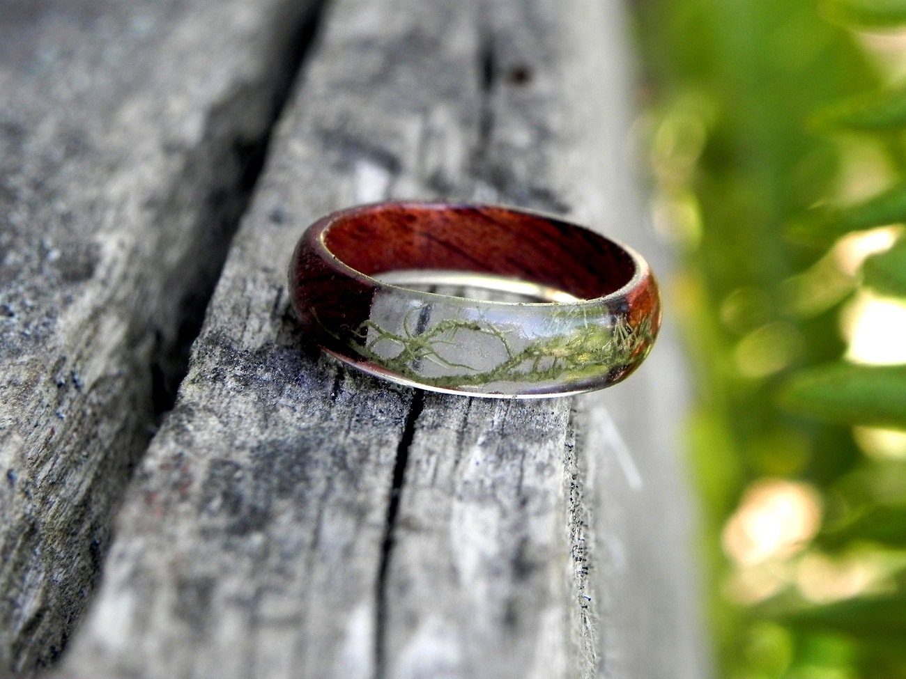 Wood Moss Ring, Men Wood Ring, Wood Wedding Rings, Wood Resin Ring ...