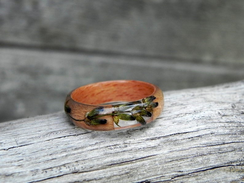 Lavender Wood Ring, Resin Wood Ring, Light Wooden Ring, Women Wood ...
