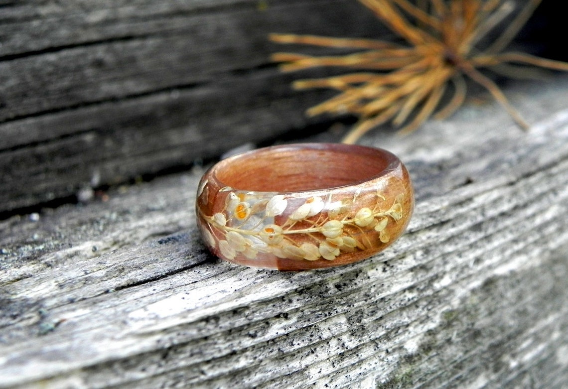 Forest Women Ring Women Wood Wedding Ring Plant Resin Ring | Etsy