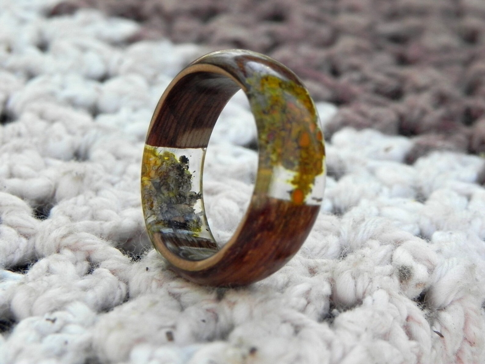 Orange Moss Wood Ring Lichen Wooden Ring Nature Wedding - Etsy