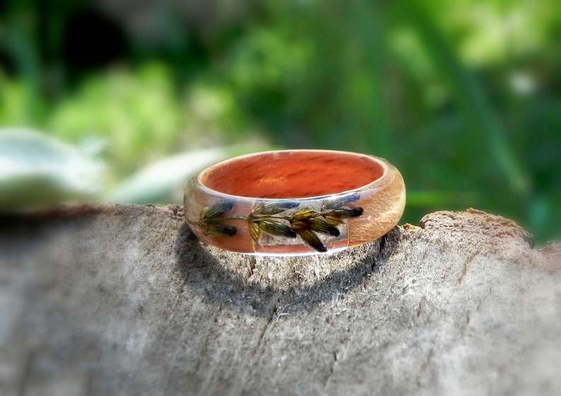 Lavender Wood Ring, Resin Wood Ring, Light Wooden Ring, Women Wood ...