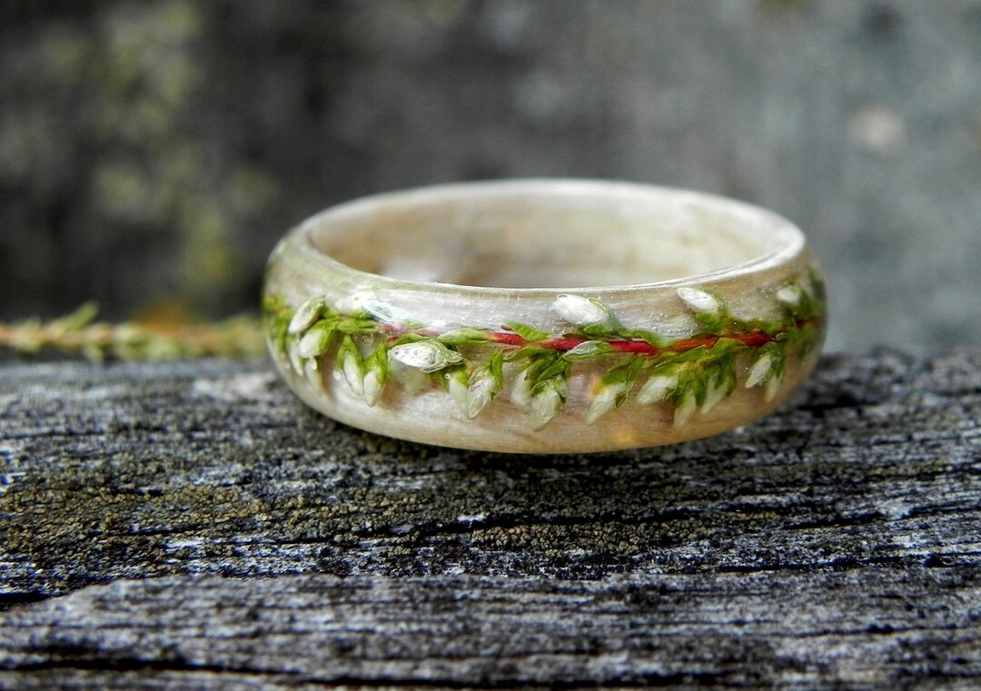 Wood Nature Wedding Rings, Engagement Flower Ring, Light Women Wooden ...
