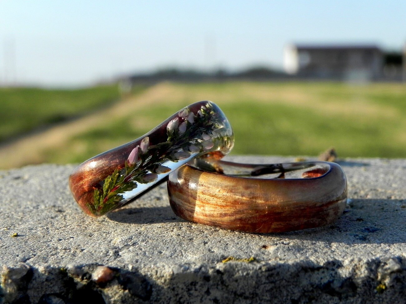 Heather wood ring Heather flower resin ring Wooden women | Etsy