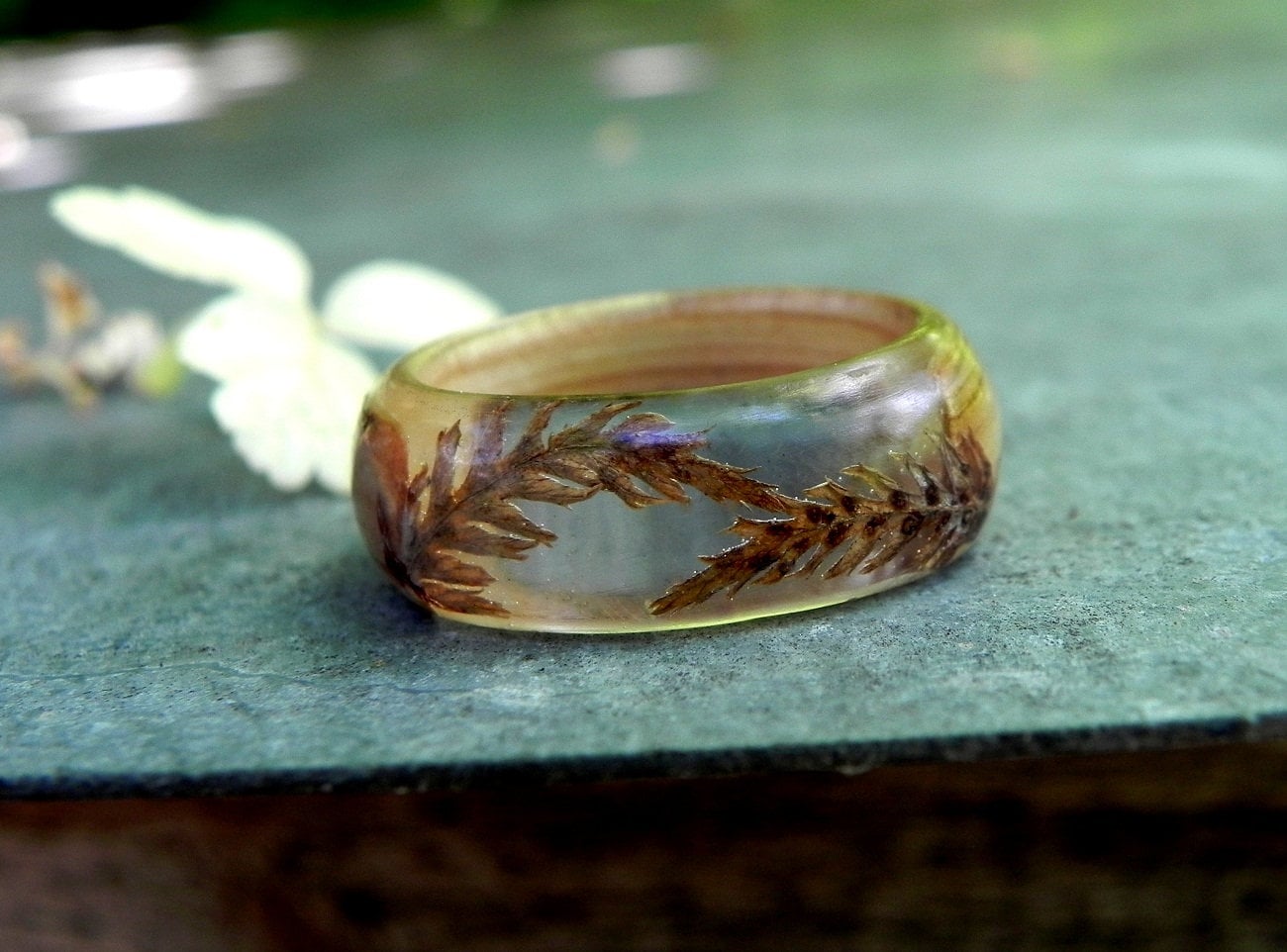 Fern Resin Ring, Mens Wood Ring, Natural Jewelry, Bentwood Ring, 5 Year ...