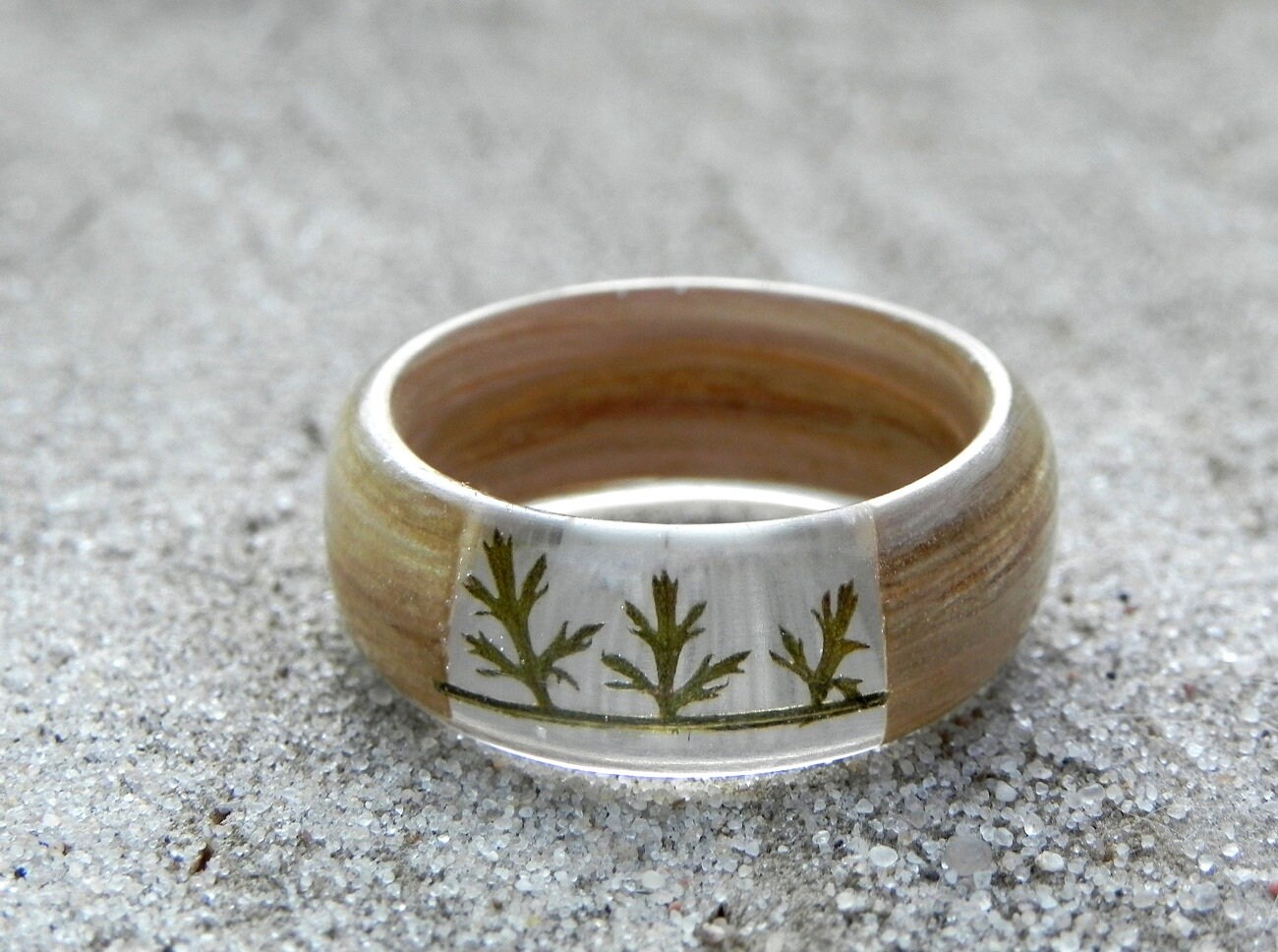 Plant Wood Ring Plant Resin Ring Yarrow Wooden Ring Mens | Etsy