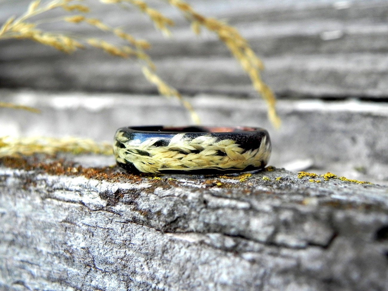 Men Plant Wedding Ring Wood Grass Resin Ring Women Nature - Etsy
