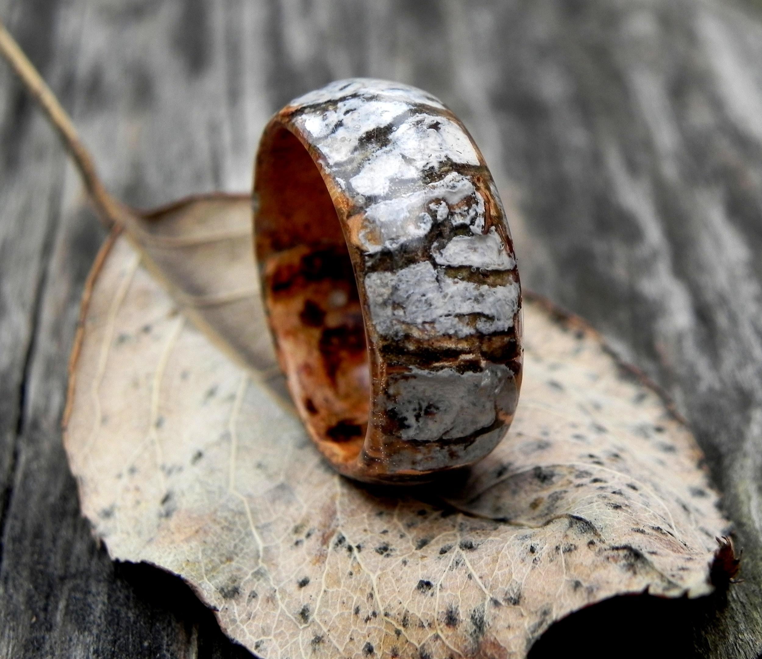 Birch Wood Ring, Birch Bark Band, Nature-themed Ring, Birch Tree Ring ...