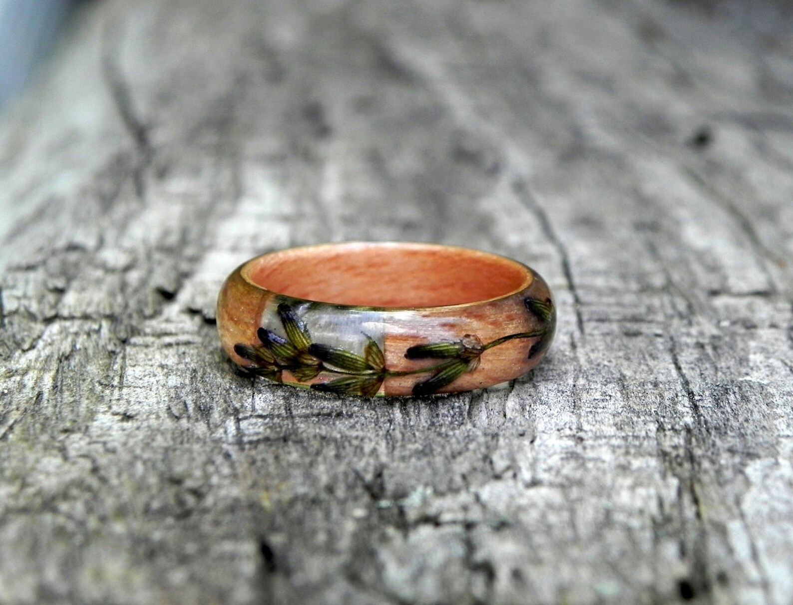 Lavender Wood Ring, Resin Wood Ring, Light Wooden Ring, Women Wood ...