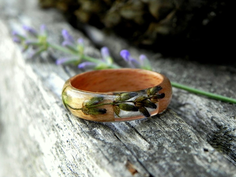 Lavender Wood Ring, Resin Wood Ring, Light Wooden Ring, Women Wood ...
