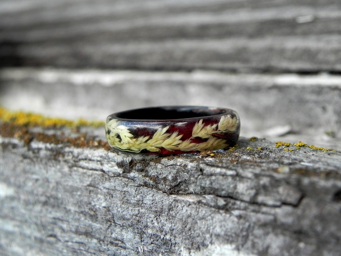 Men Plant Wedding Ring Wood Grass Resin Ring Women Nature - Etsy