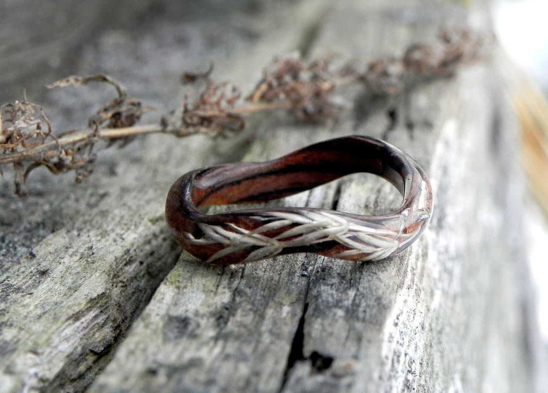 Plant Wedding Ring, Wood Grass Ring, Resin Wooden Ring, Women Nature ...