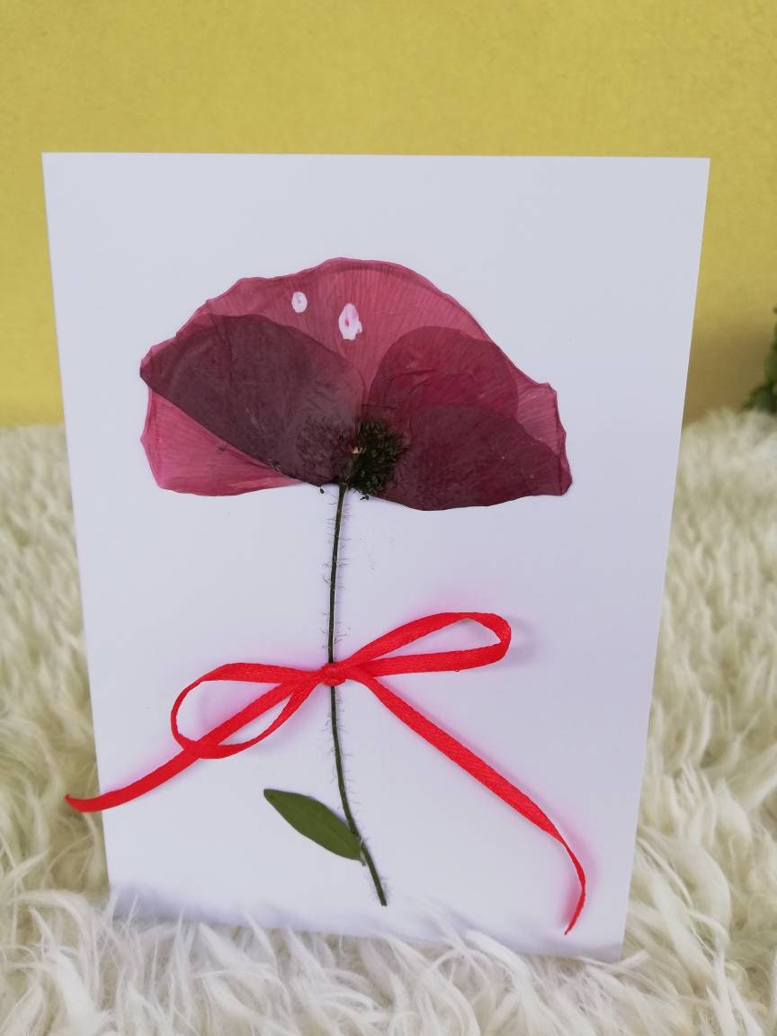 Pressed Poppy Card / Pressed Poppy Bouquet / Herbarium Card / - Etsy ...