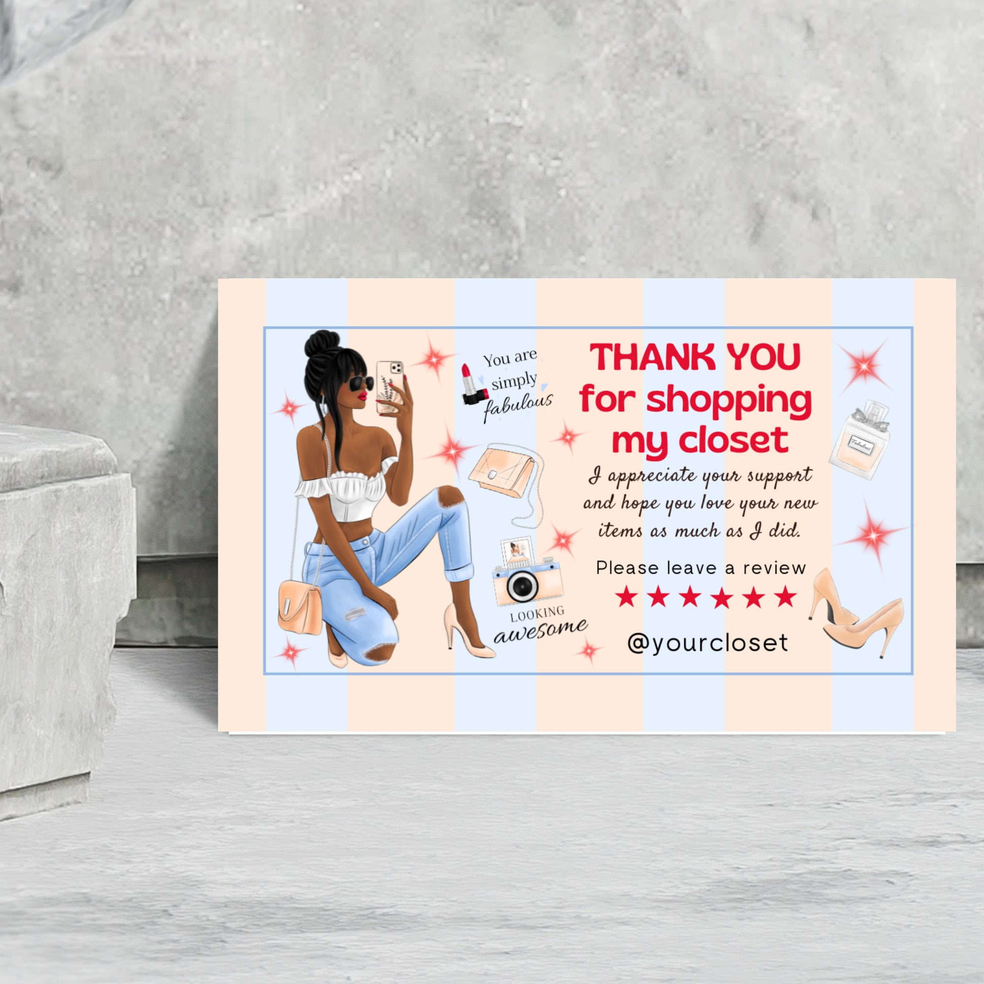 Thank You for Shopping My Closet Cards, Poshmark Thank You Cards, Thank ...